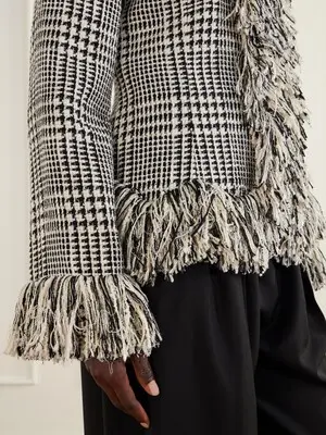 LIBEROWE Banker Fringed Houndstooth Tweed Jacket