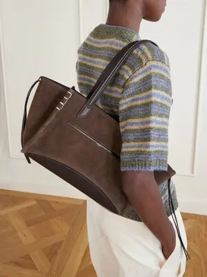 JW Anderson Leather-trimmed Suede Tote - Brown