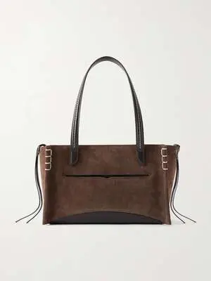 JW Anderson Loafer Leather-trimmed Suede Tote - Chocolate