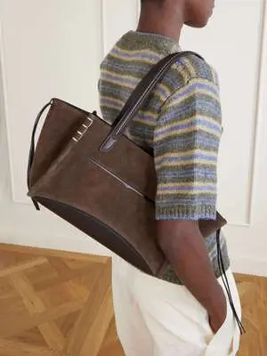 JW Anderson Loafer Leather-trimmed Suede Tote