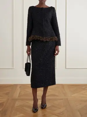 Simone Rocha Metallic Tweed Jacket With Plush Trim