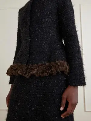 Simone Rocha Metallic Tweed Jacket With Plush Trim