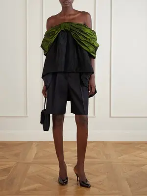 Simone Rocha Gathered Taffeta Bow Blouse