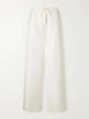 LIBEROWE Silk Jacquard Wide-leg Pants - Ivory