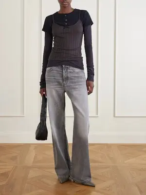 Acne Studios Layered Ribbed Lyocell And Cotton-blend T-shirt