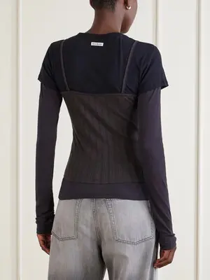 Acne Studios Layered Ribbed Lyocell And Cotton-blend T-shirt