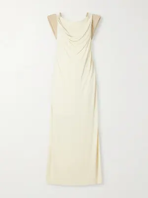 Bottega Veneta Intrecciato Draped Jersey Maxi Dress - White