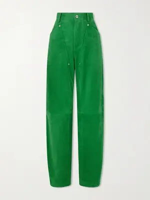 Bottega Veneta Suede Straight-leg Pants - Green