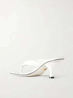 Dolce & Gabbana Logo-detailed Patent Leather Thong Heeled Sandals - White