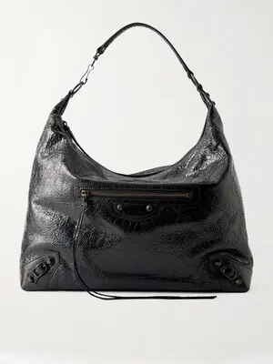 Balenciaga Le City Medium Crinkled Leather Shoulder Bag