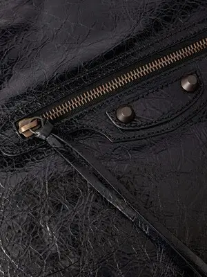 Balenciaga Le City Medium Crinkled Leather Shoulder Bag