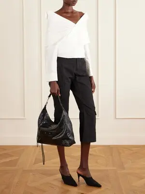 Balenciaga Le City Medium Crinkled-leather Shoulder Bag - Black