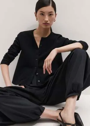 ME+EM Wool Stretch Button Through Swing Cardigan