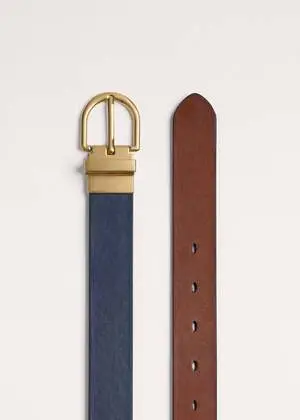 ME+EM 30mm Classic Round Reversible Belt - Navy/pecan