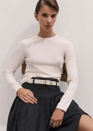 ME+EM Ribbed Long Sleeve Top - Ivory