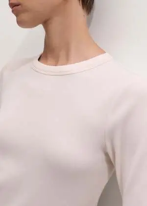 ME+EM Ribbed Long Sleeve Top - Ivory