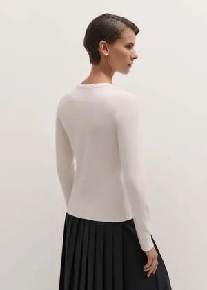 ME+EM Ribbed Long Sleeve Top - Ivory