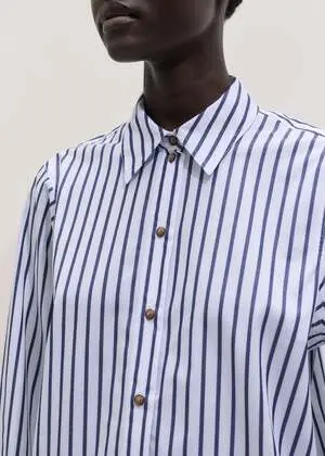 ME+EM Stripe Relaxed Forever Shirt Soft White-navy