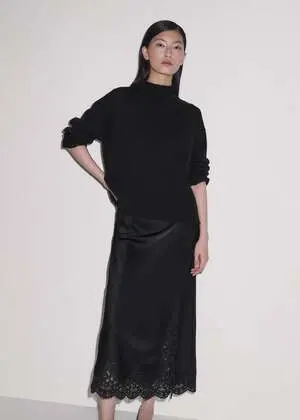 ME+EM Satin Lace Maxi Skirt
