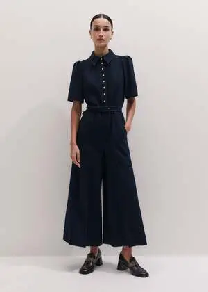 ME+EM Wide Leg Cropped Jumpsuit + Belt