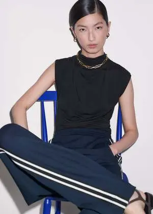 ME+EM Sleeveless Drape Top - Black