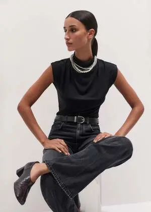 ME+EM Sleeveless Drape Top - Black