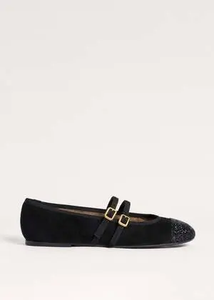 ME+EM Crystal Round Toe Ballerina - Black