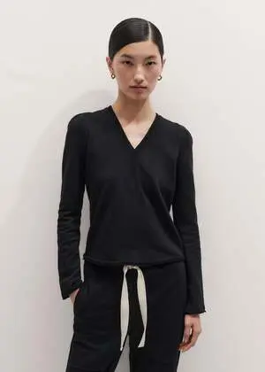 ME+EM Raw Edge V Neck Sweatshirt