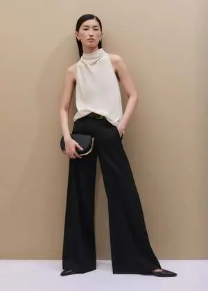 ME+EM Wide Leg Tux Trouser - Black