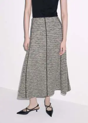 ME+EM Soft Tweed A-line Midi Skirt - Brown Multi