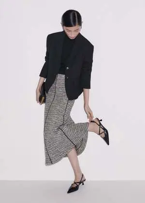 ME+EM Soft Tweed A-line Midi Skirt