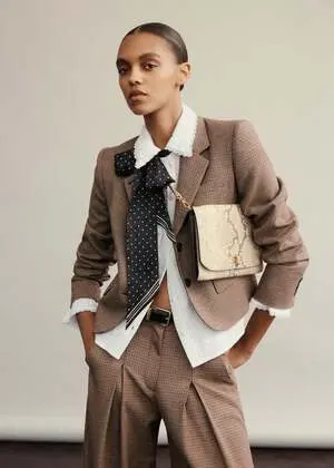 ME+EM Slim Cropped Blazer - Pecan Brown Multi