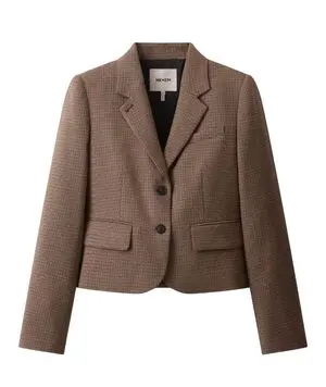ME+EM Heritage Crop Slim Blazer - Pecan Brown Multi
