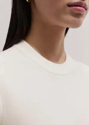 ME+EM Wool Stretch Short Sleeve Swing Knit Top