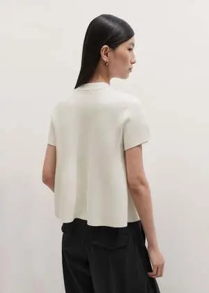 ME+EM Wool Stretch Short Sleeve Swing Knit Top