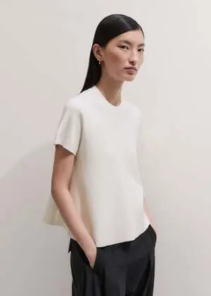 ME+EM Wool Stretch Short Sleeve Swing Knit Top