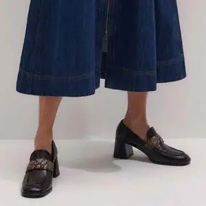 ME+EM Denim Fit And Flare Midi Dress