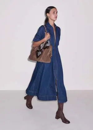 ME+EM Denim Fit And Flare Midi Dress