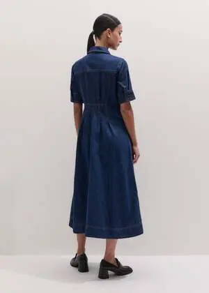ME+EM Denim Fit And Flare Midi Dress