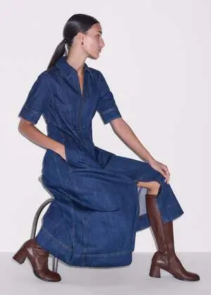 ME+EM Denim Fit And Flare Midi Dress