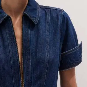 ME+EM Denim Fit And Flare Midi Dress