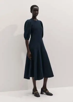 ME+EM Dropped Waist Handkerchief Hem Midi Dress