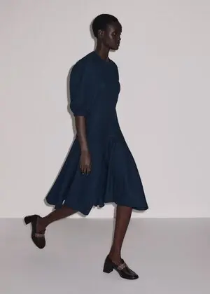 ME+EM Dropped Waist Handkerchief Hem Midi Dress