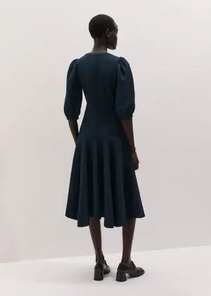 ME+EM Dropped Waist Handkerchief Hem Midi Dress