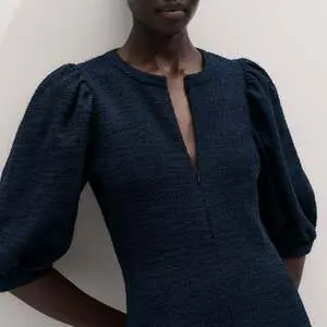 ME+EM Dropped Waist Handkerchief Hem Midi Dress
