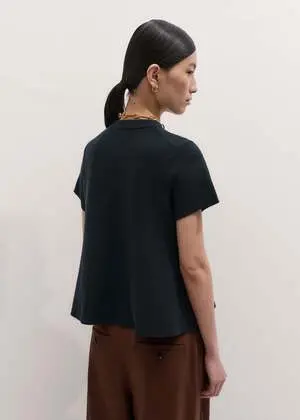 ME+EM Wool Stretch Short Sleeve Swing Knit Top