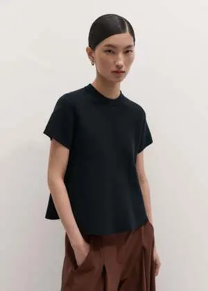 ME+EM Wool Stretch Short Sleeve Swing Knit Top