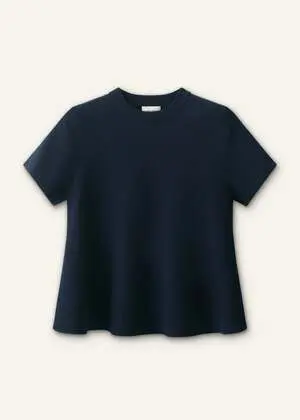 ME+EM Wool Stretch Short Sleeve Swing Knit Top