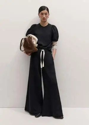 ME+EM Puff Sleeve Sweatshirt Tee - Black