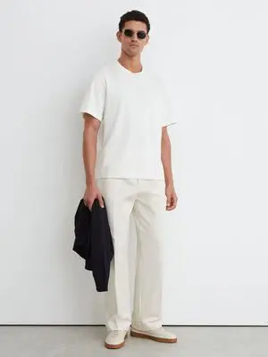 REISS Azur Cotton Beach-print Relaxed-fit T-shirt - White